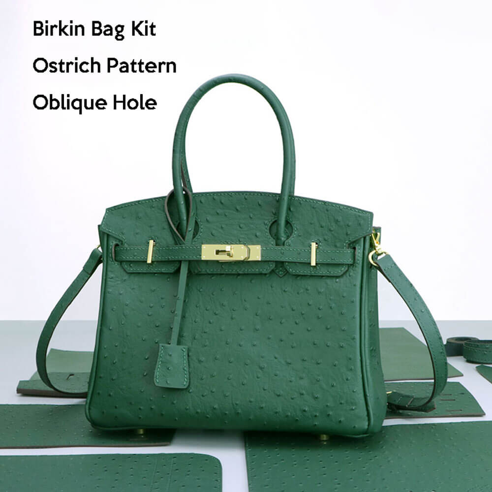 Birkin-Style Bag DIY Kit with Oblique Hole & Ostrich Pattern – Babylon ...